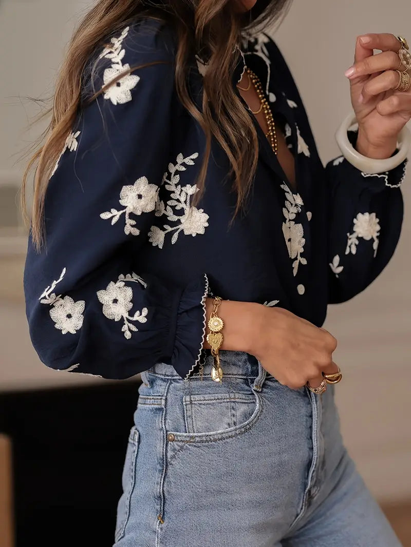 Essie Floral Embroidered Blouse – Jones Burch